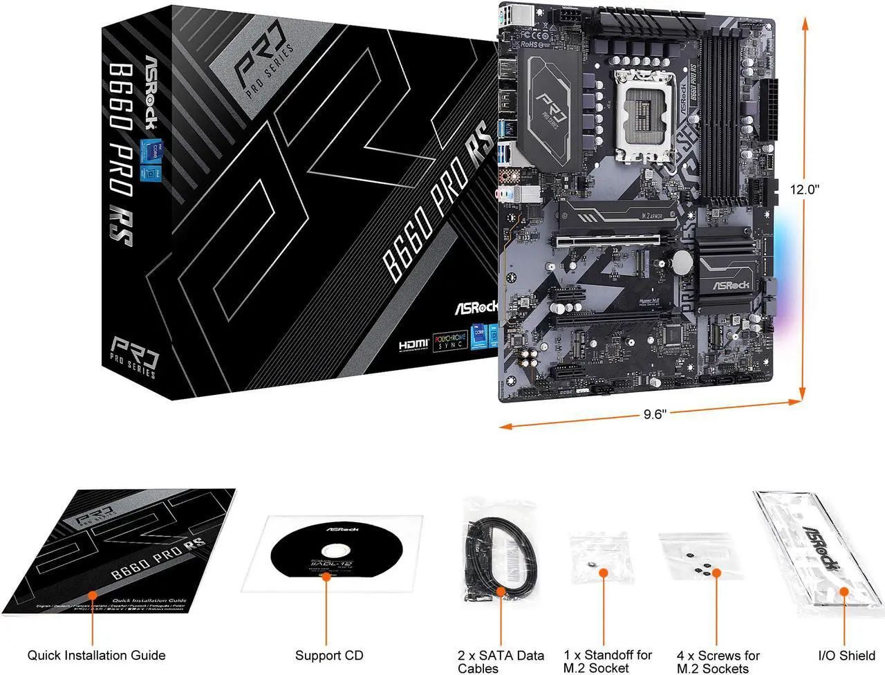 Open Box: ASRock B660 PRO RS LGA 1700 Intel B660 SATA 6Gb/s DDR4 ATX ...