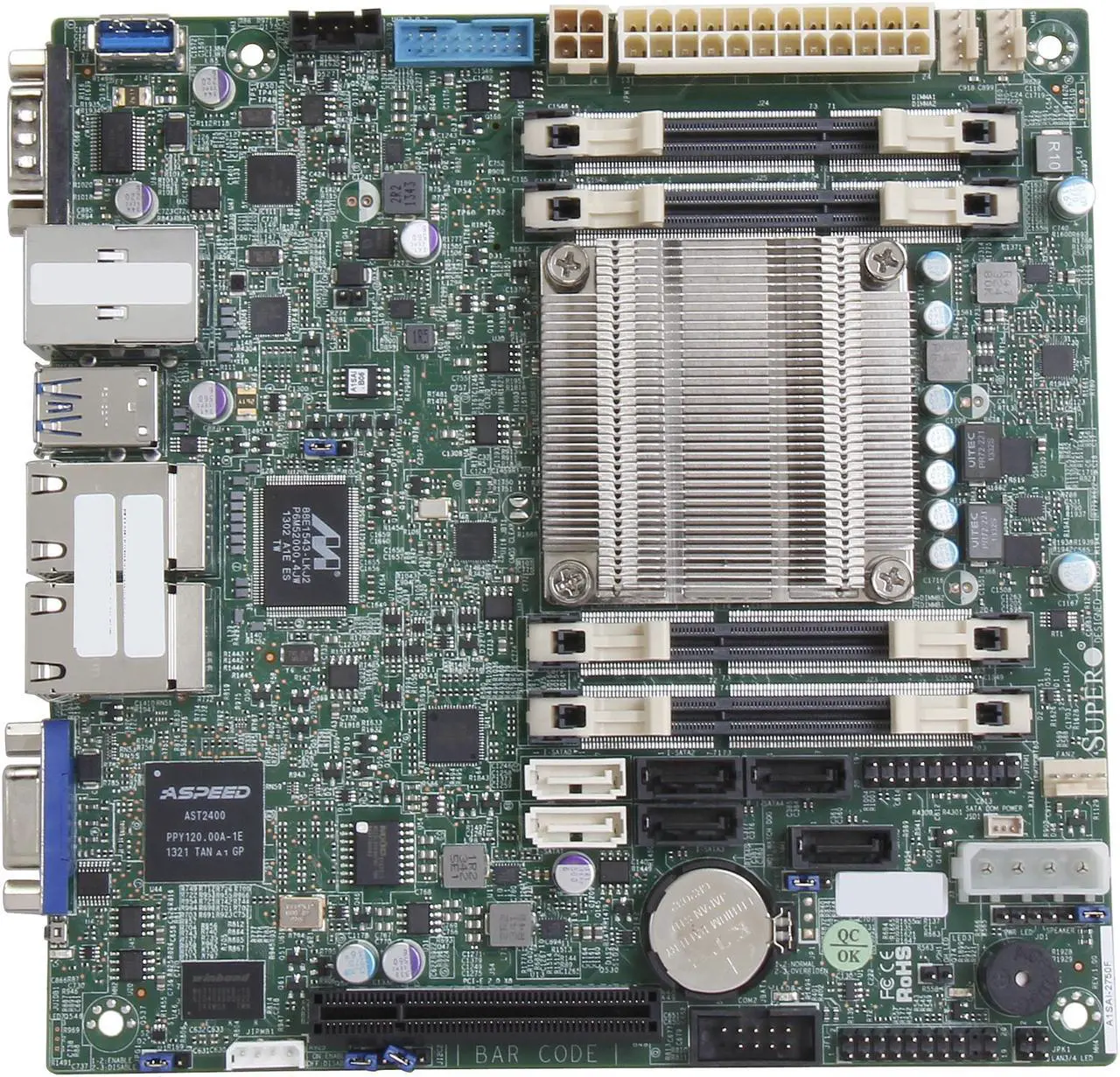 SUPERMICRO MBD-A1SAi-2750F-O Mini ITX Server Motherboard with Intel ...