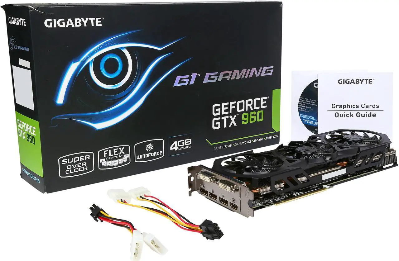 Refurbished: Gigabyte GTX 960 G1 Graphics Cards, Black GV-N960G1 GAMING-4GD (Certified ...