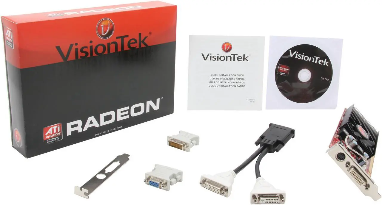 Visiontek Radeon HD 4650 SFF 1GB DDR2 DMS59 (2 x DVI-I, TV Out) w/ 2 x DVI-I to VGA Adapter ...