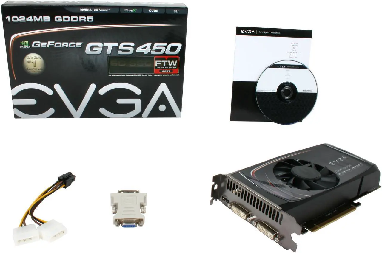 EVGA 01G-P3-1458-TR GeForce GTS 450 (Fermi) FTW 1GB 128-bit GDDR5 PCI ...