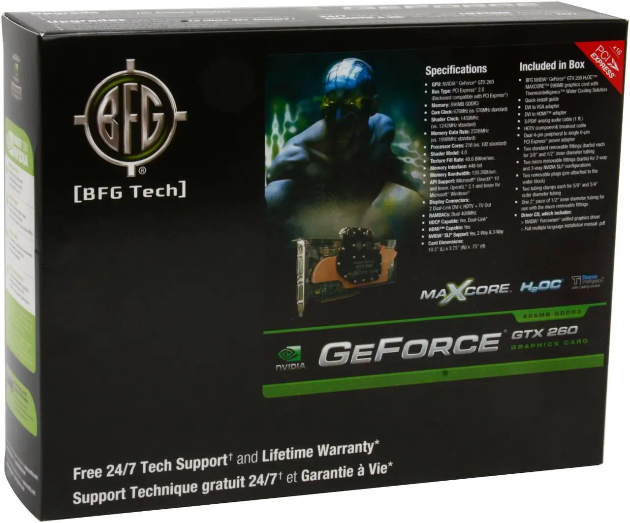 BFG Tech BFGEGTX260MC896H2OCWE GeForce GTX 260 H2OC 896MB 448-bit GDDR3 PCI Express 2.0 x16 HDCP ...