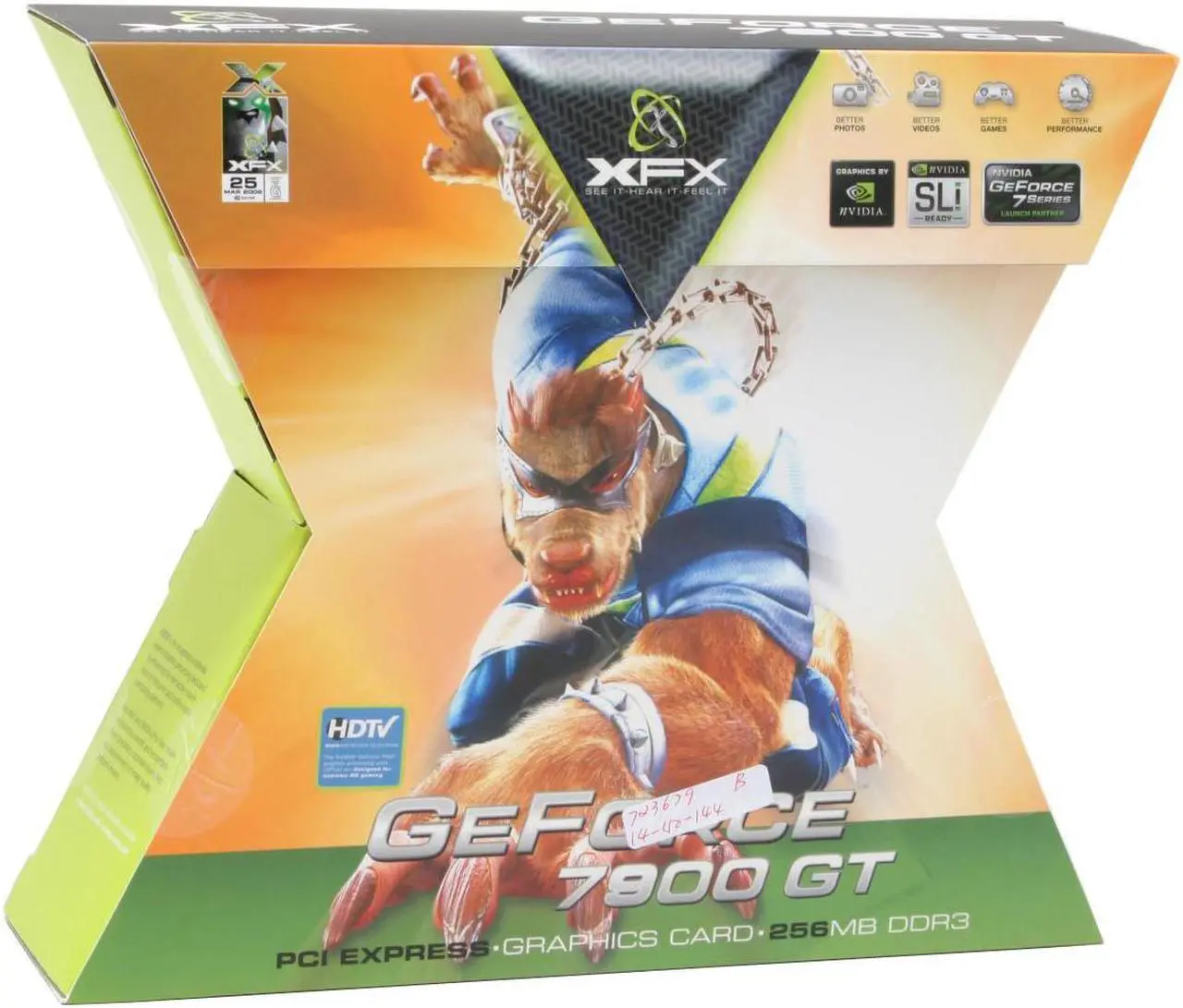 XFX PV-T71G-UDF7 GeForce 7900GT 256MB 256-bit GDDR3 PCI Express x16 SLI Supported Video Card ...