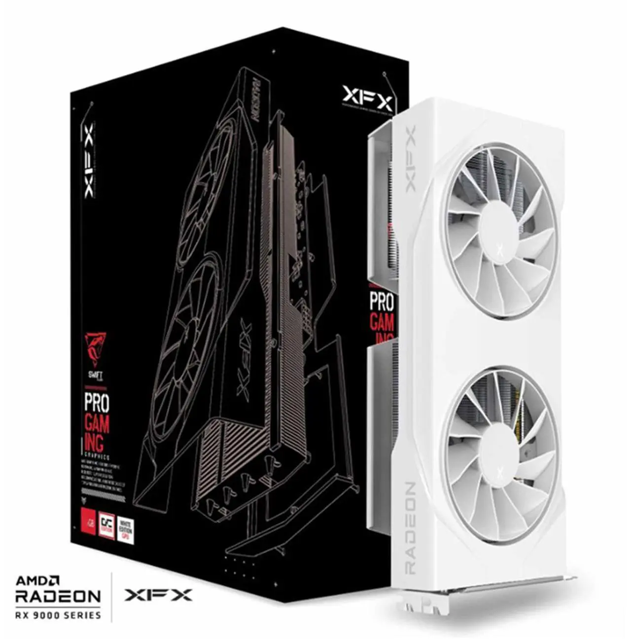 XFX Swift AMD Radeon RX 9060 XT OC White Gaming Edition with 8GB GDDR6 ...