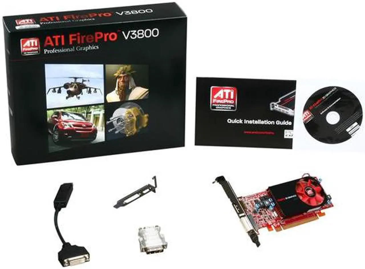 AMD FirePro V3800 100-505607 512MB 64-bit DDR3 PCI Express 2.0 x16 Low ...