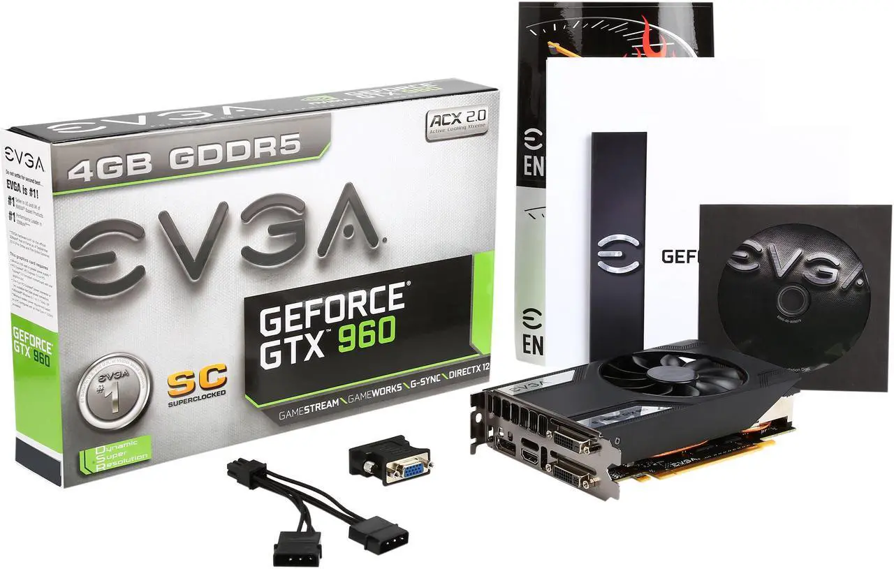 EVGA GeForce GTX 960 04G-P4-3962-KR 4GB SC GAMING, Only 6.8 inches ...