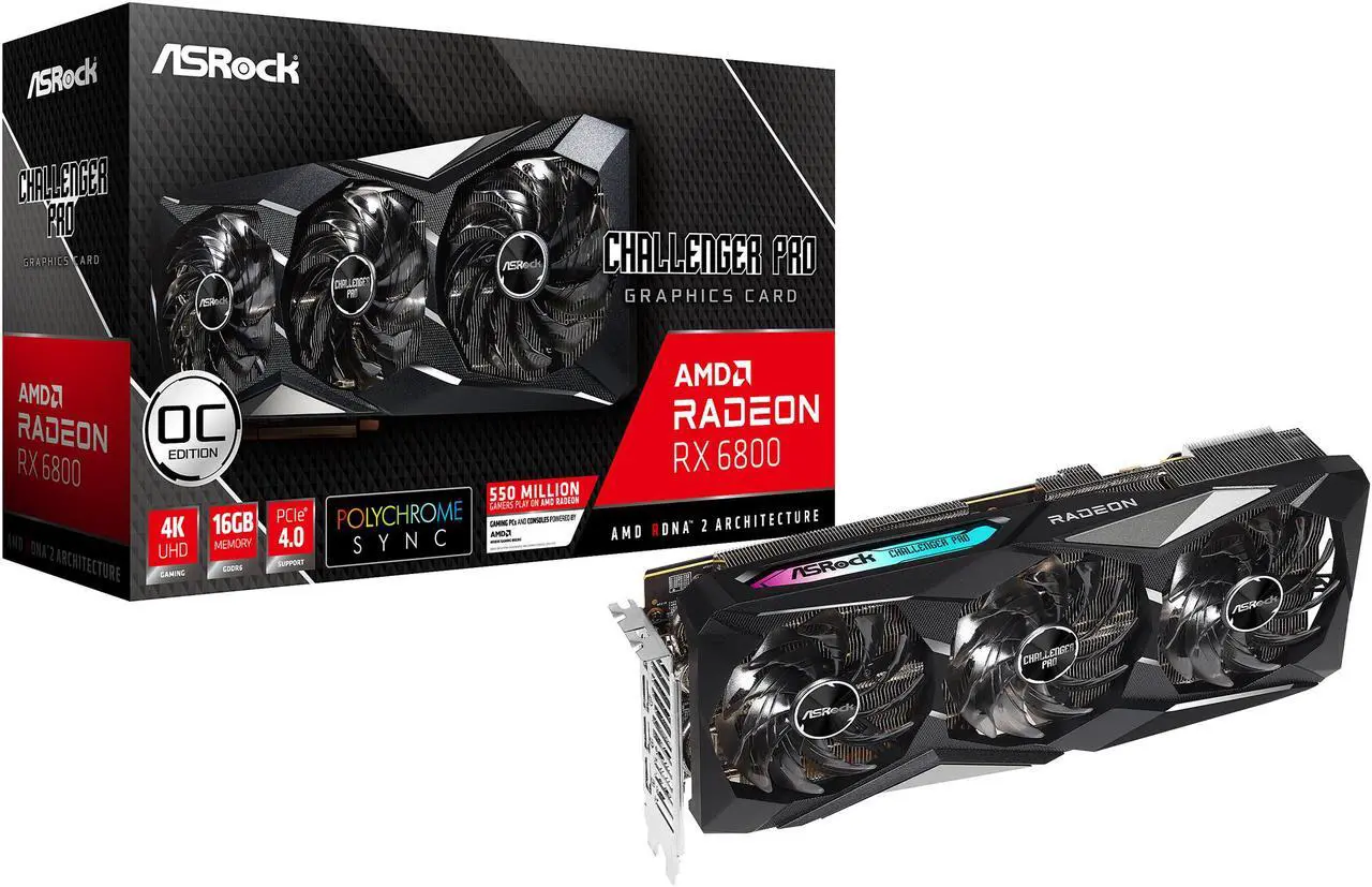 ASRock Radeon RX 6800 Challenger Pro Gaming Graphics Card with 16GB GDDR6, AMD RDNA 2 (RX6800 ...