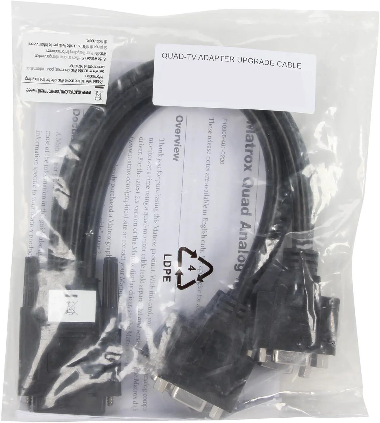 matrox LFH60 Male to 4 x HD15 Female analog Cable Model CAB-L60-4XAF ...