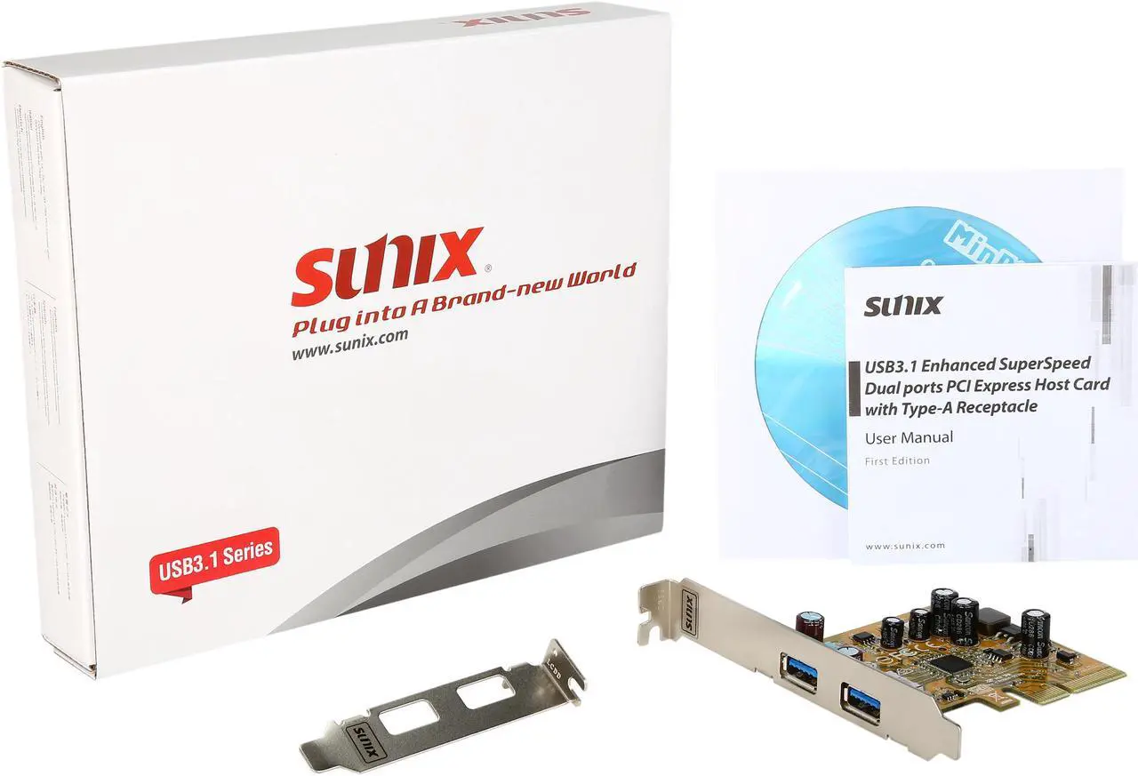 SUNIX USB3.1 Enhanced SuperSpeed Dual ports PCI Express Host Card with ...