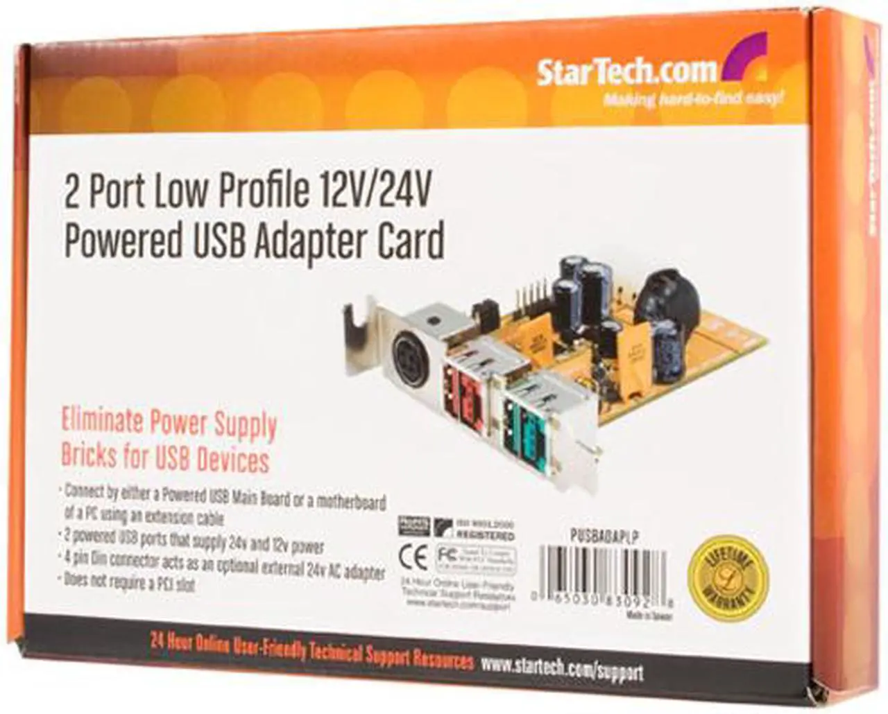 StarTech.com 2 Port Low Profile 12V/24V Powered USB Adapter Card Model ...