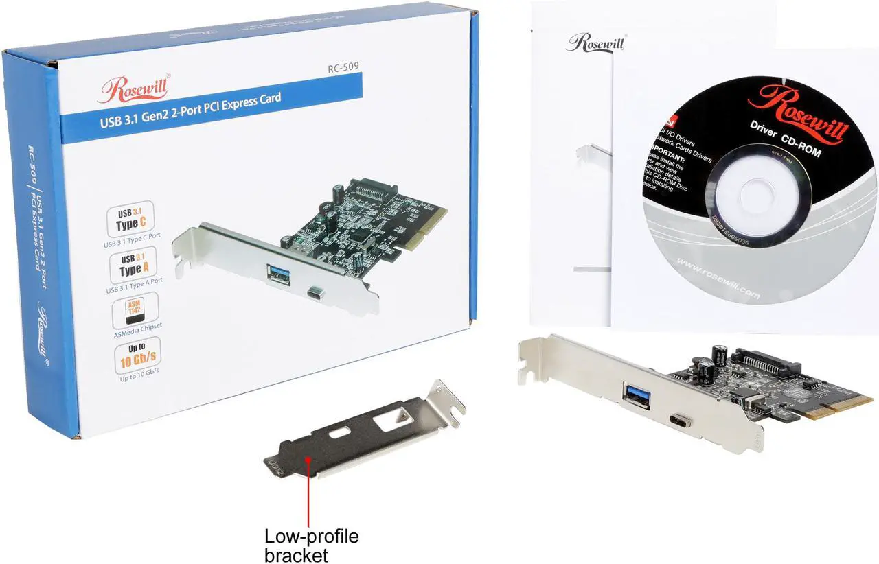 Open Box: Rosewill RC-509 PCI-E (PCI Express) to USB 3.1 (Type A +Type ...