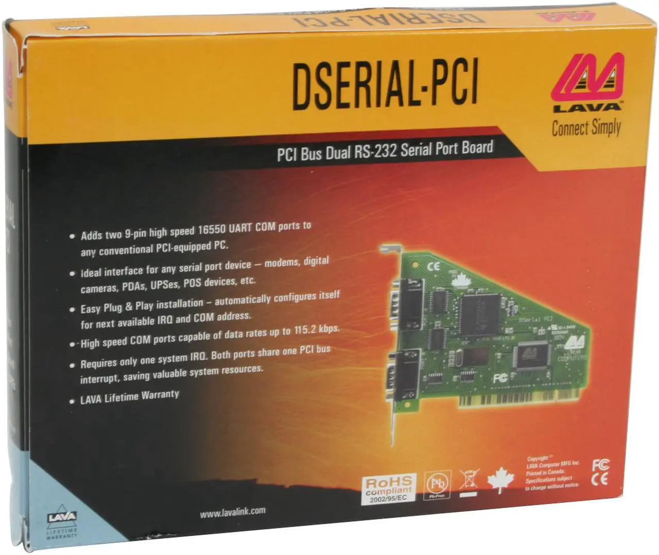 LAVA Computer 2-Port Serial Card (PCI Bus 16550) Model DSerial-PCI ...