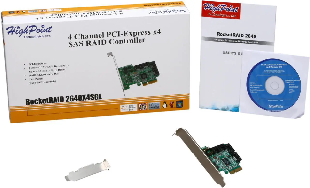 HighPoint RocketRAID 2640X4 SGL PCI-Express x4 SATA / SAS Controller Card - Newegg.com