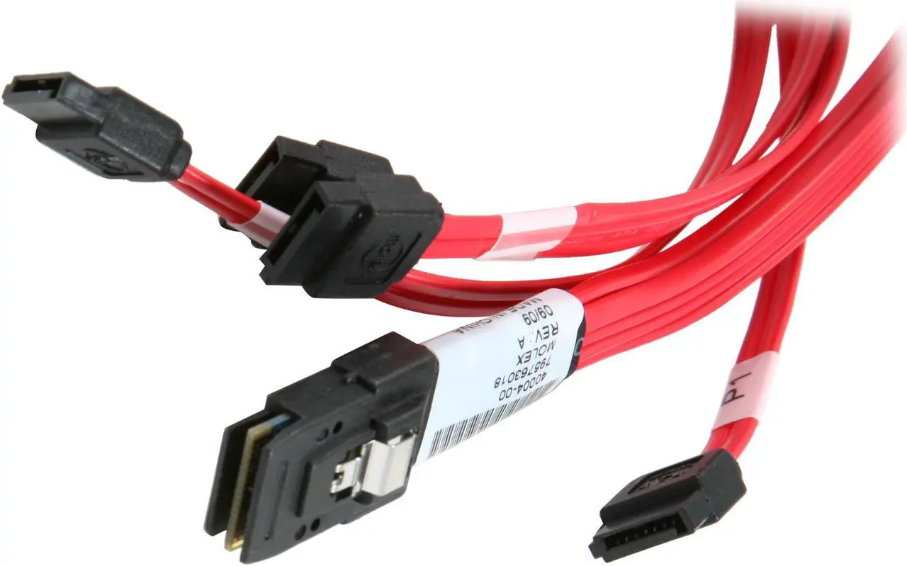 LSI LSI-8087-SATA-1M Mini-SAS (SFF-8087) to x4 (7-Pin) SATA Cable - 1M ...
