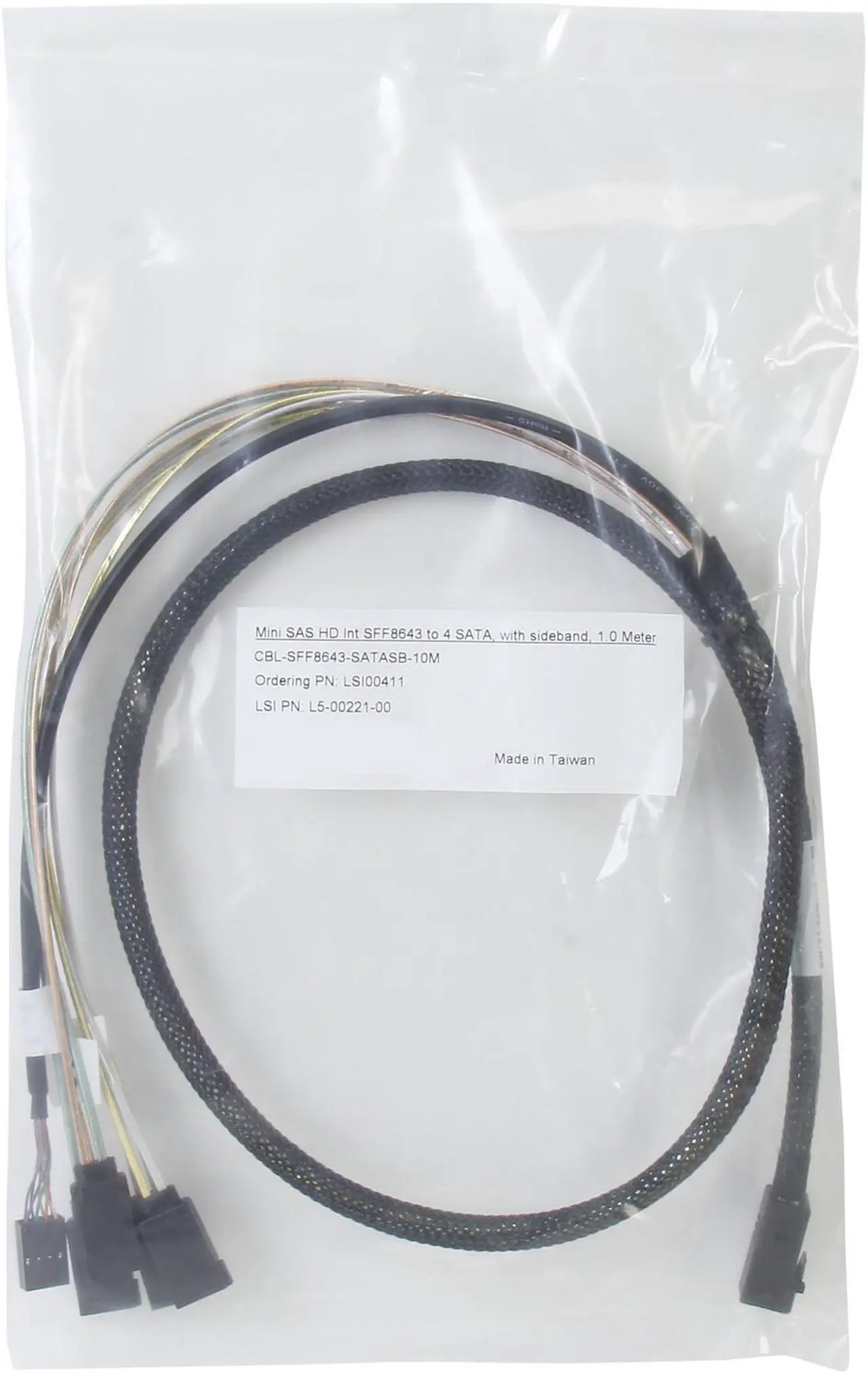 LSI LSI00411 1m Internal Cable SFF8643 to x4 SATA HDD (mini SAS HD to ...