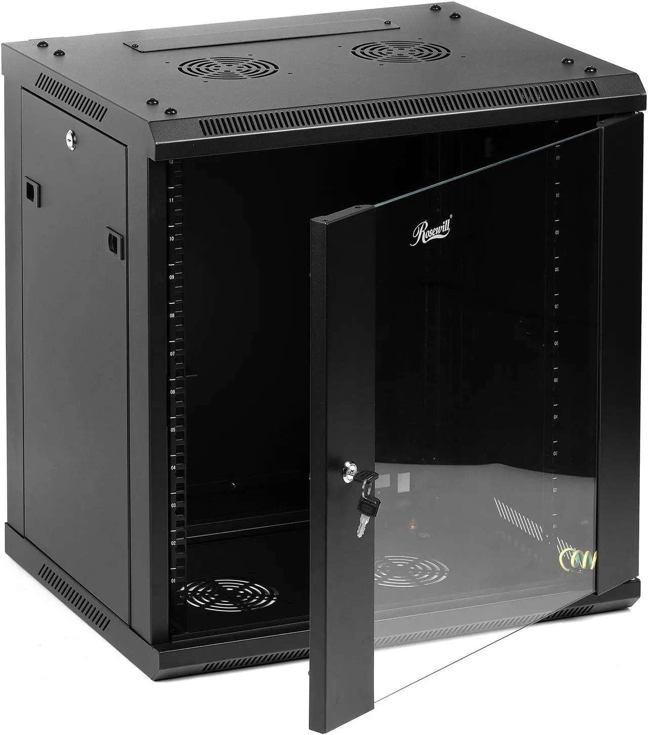 Rosewill 12U Server Rack Enclosure with Glass Door, Locks, & Removable ...