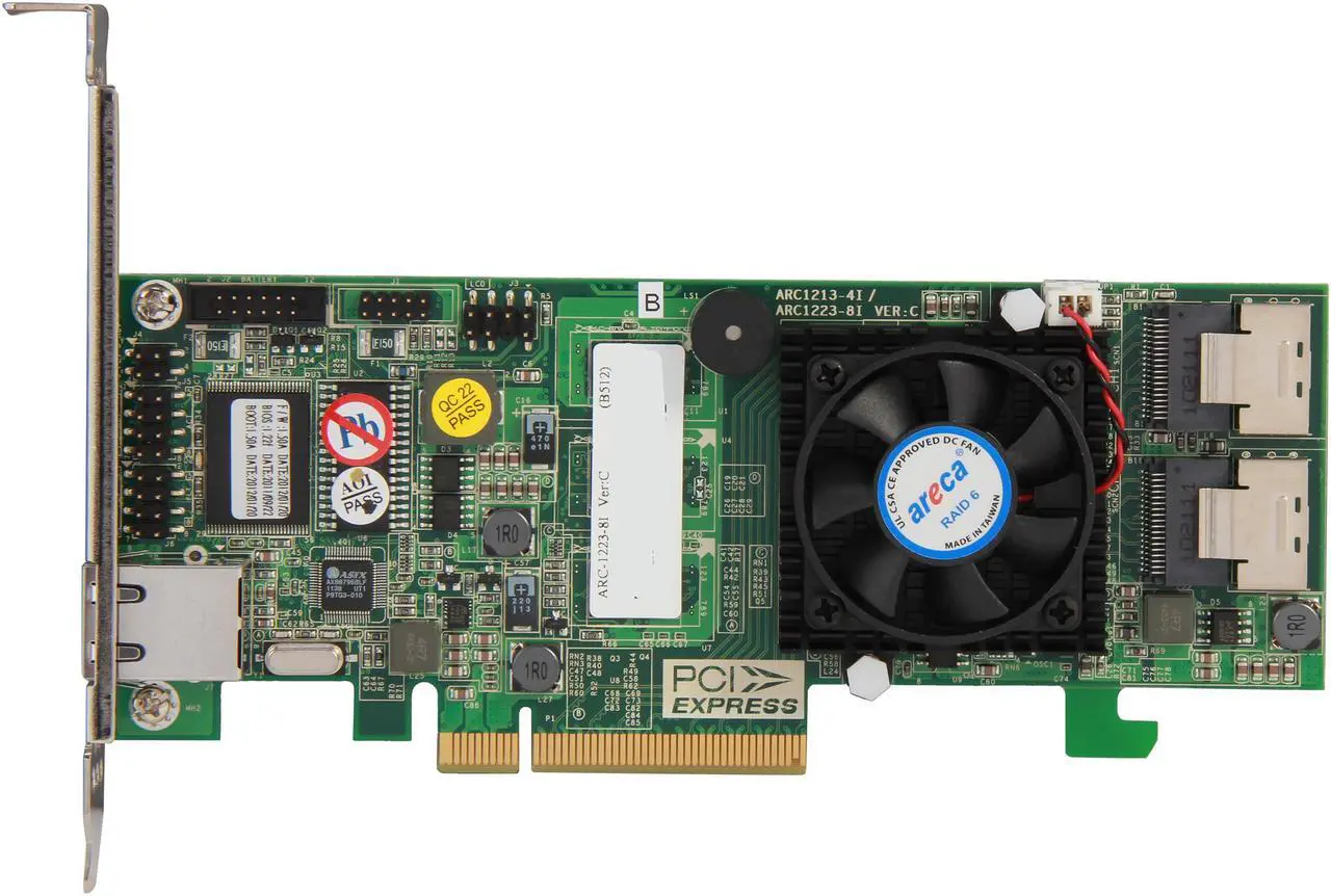 areca ARC-1223-8I-MS PCI-Express 2.0 x8 SATA / SAS RAID Controller Card ...