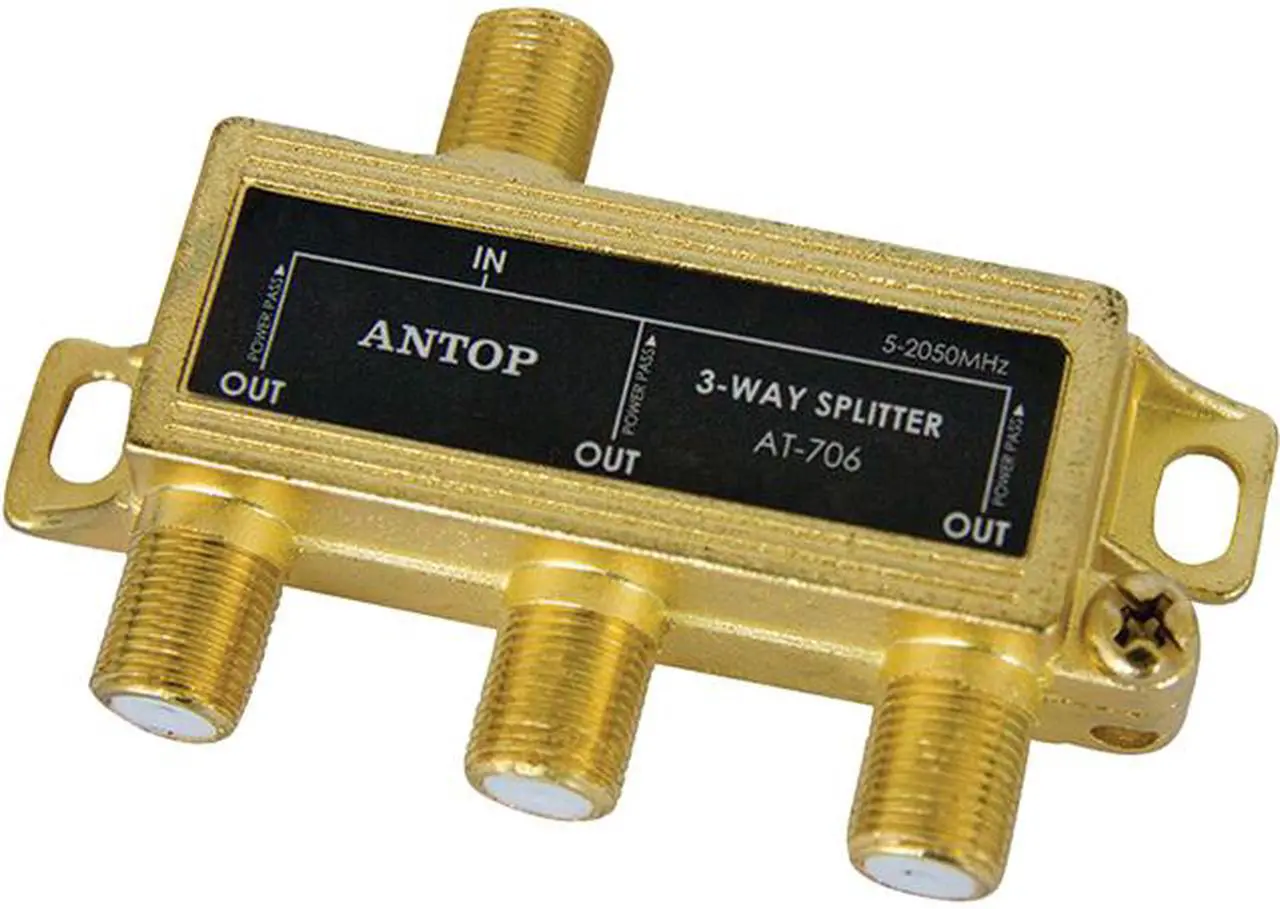 ANTOP Coaxial Splitter 3 Way 2GHz- 5-2050MHz - Low-loss RF Splitter for ...