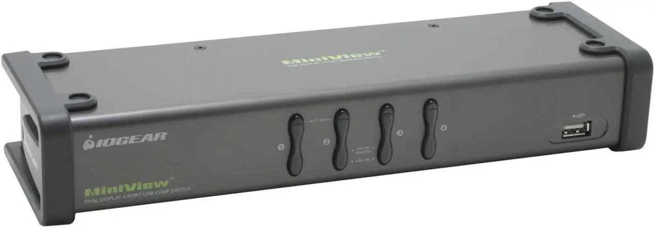 IOGEAR GCS1744 4-Port Dual View KVM Switch w/Audio and USB Peripheral ...