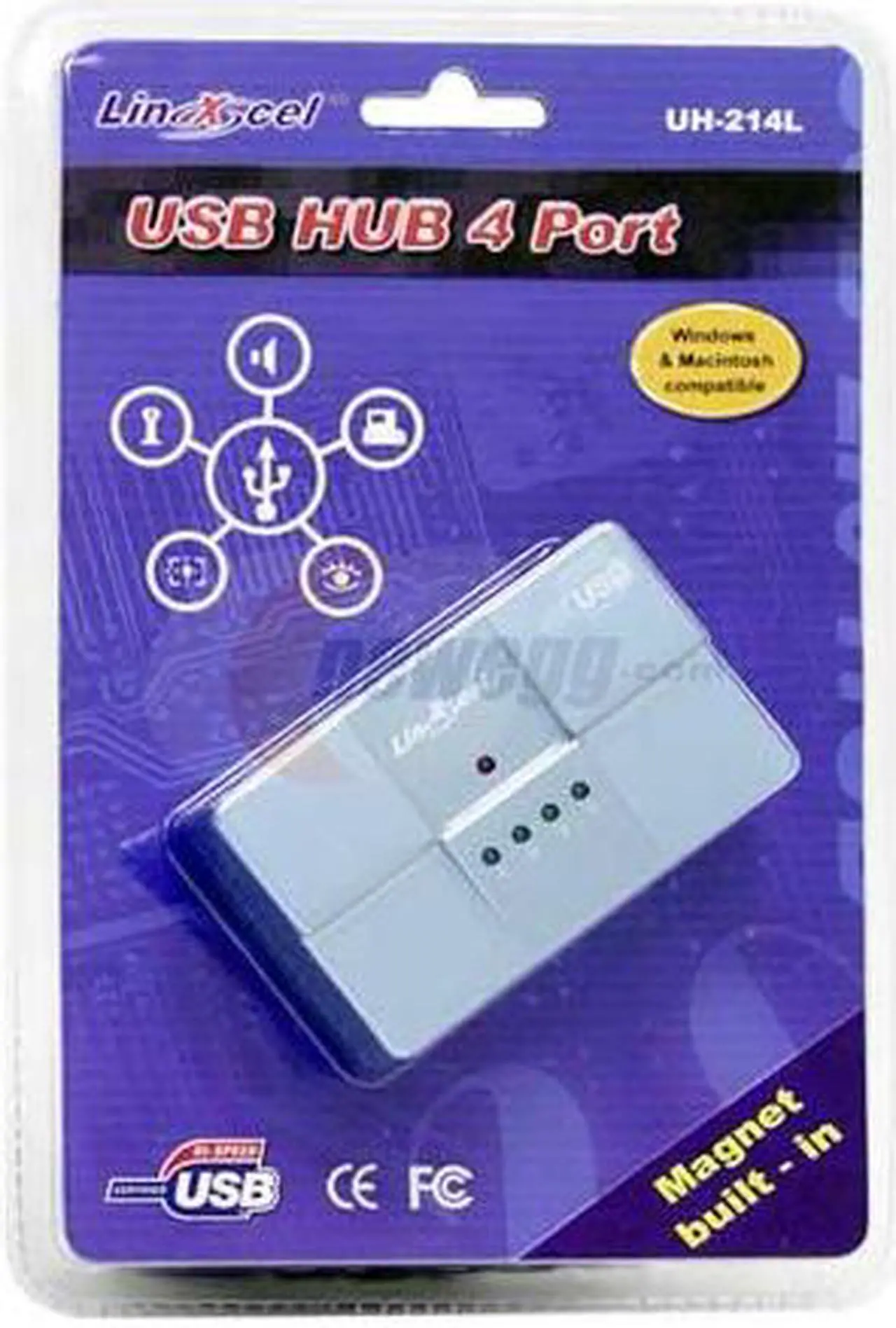 AMC UH-214L Micro 4-Port USB2.0 Hub w/ Power Adapter - Newegg.com