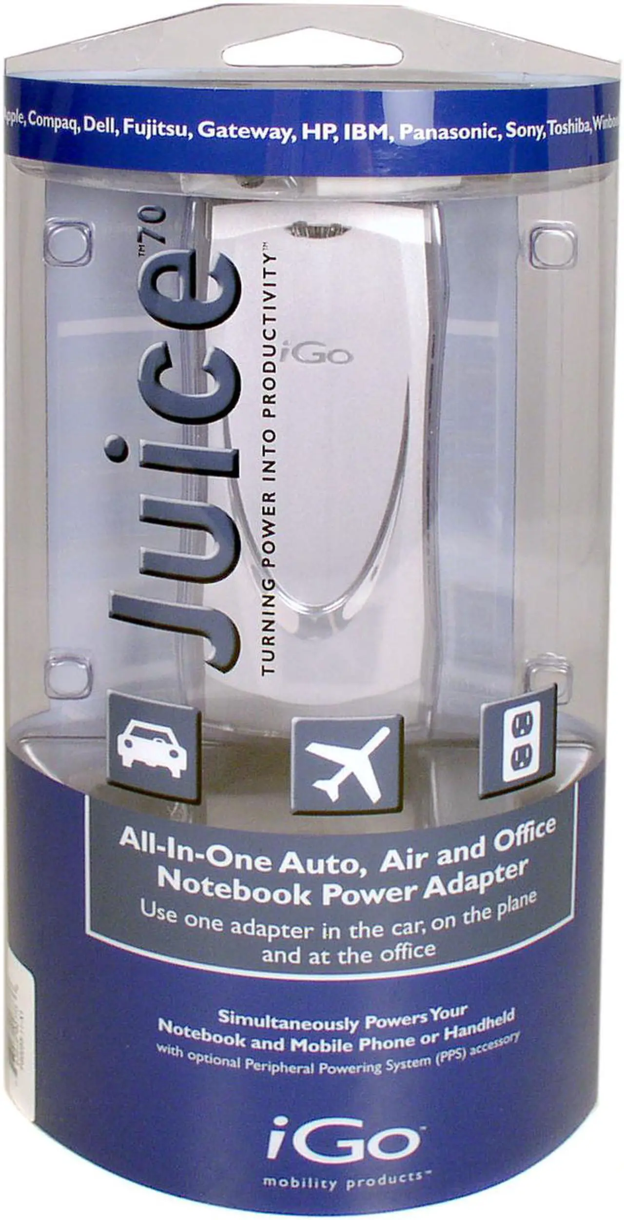 iGo PS0055-11 Juice70 Combination AC and Auto/Air Power Adapter ...