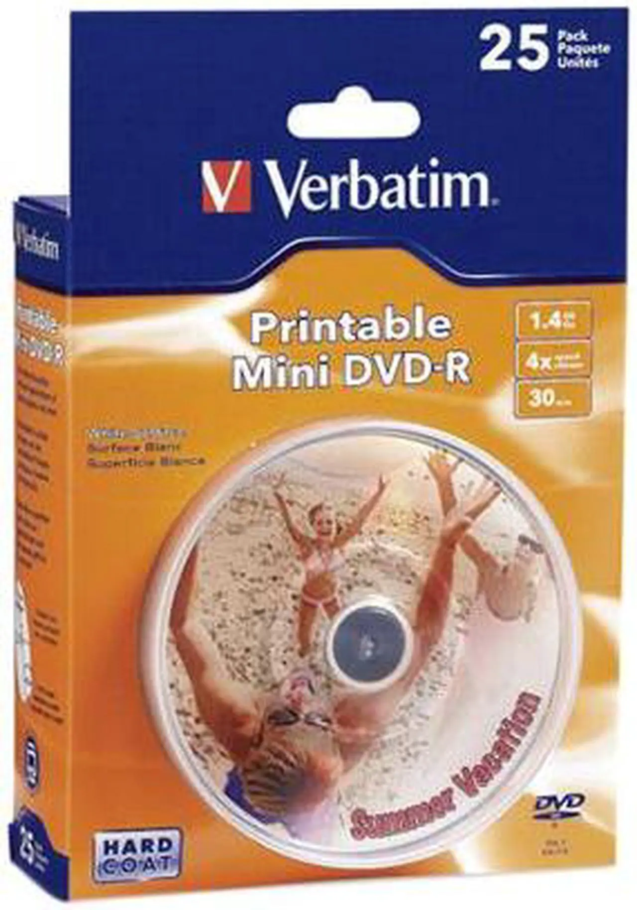 Verbatim 1.4GB 4X Mini DVD-R White Inkjet Printable 25 Packs Disc Model ...