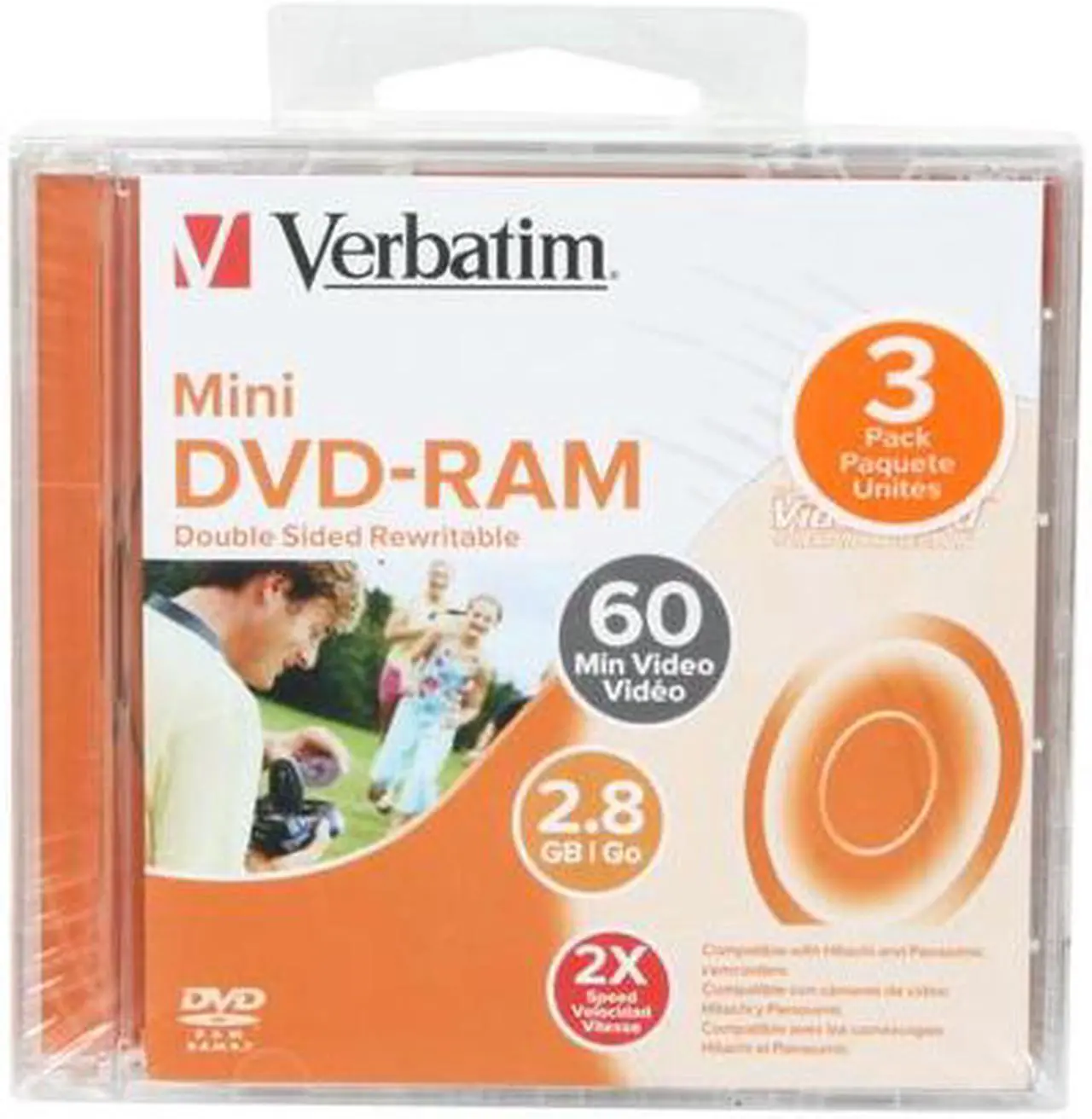 Verbatim 2.8GB 2X Mini DVD-RAM 3 Packs Double Sided Media Model 95429 ...