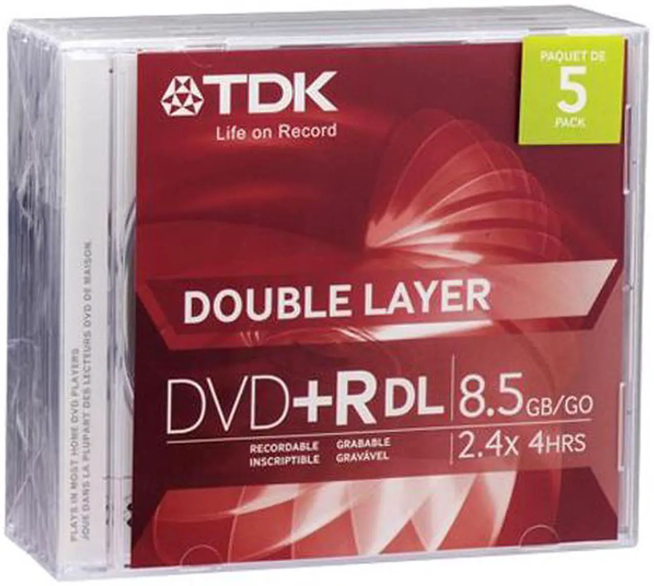 TDK 8.5GB 2.4X DVD+R DL 5 Packs Disc Model 48629 - Newegg.com