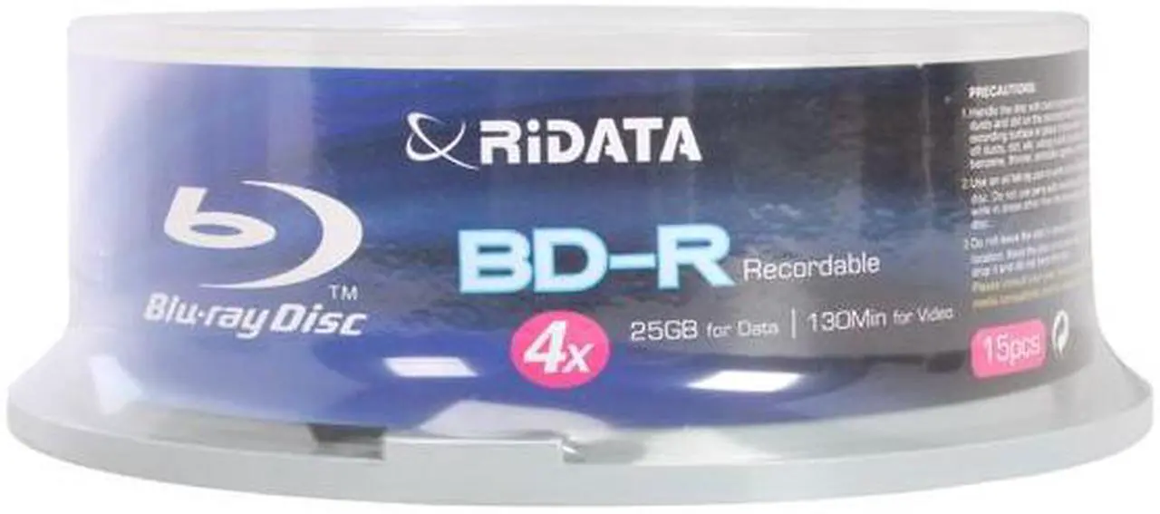 RiDATA 25GB 4X BD-R 15 Packs Ridata logo Disc Model BDR-254-RDCB15 ...