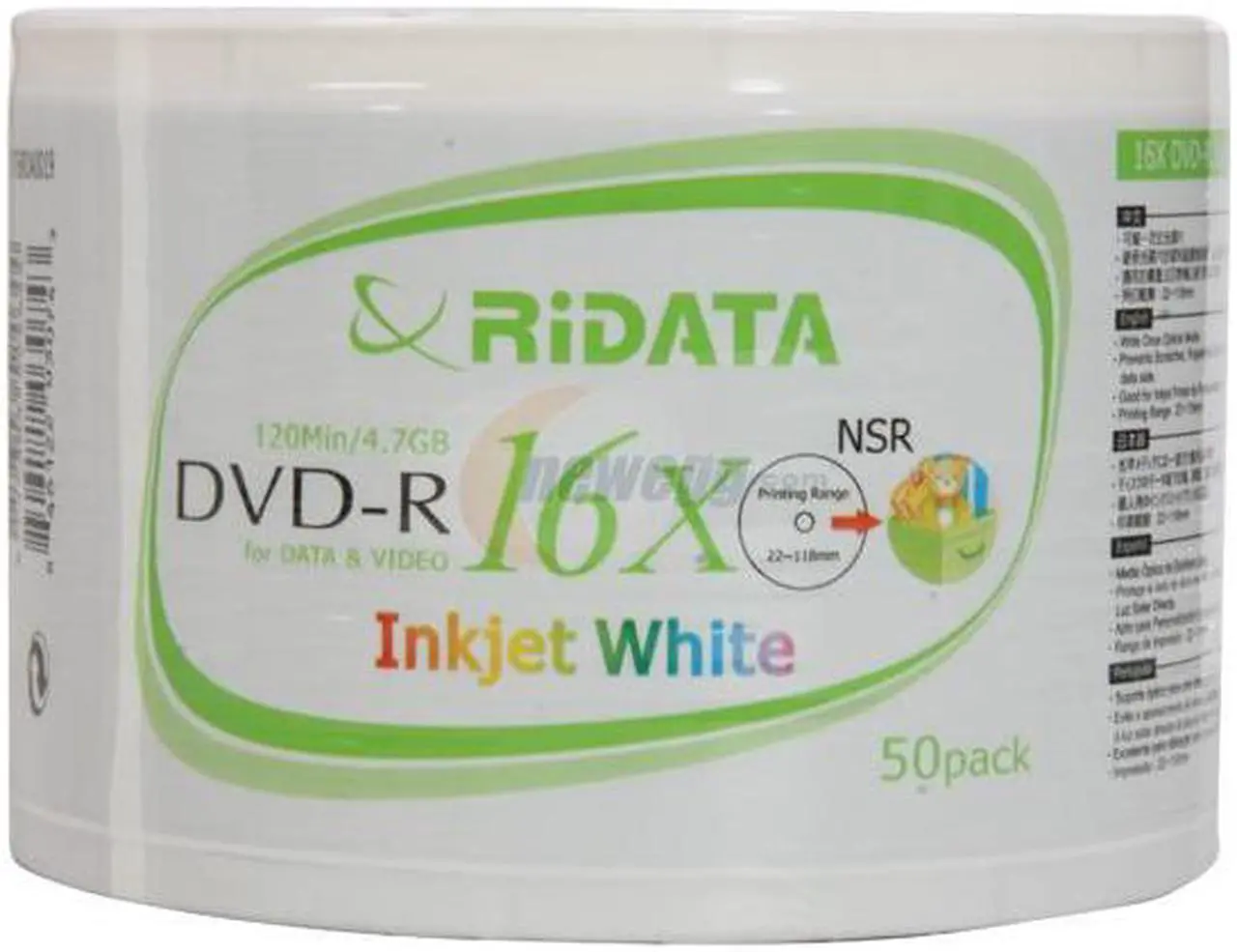 RiDATA 4.7GB 16X DVD-R Inkjet White 50 Packs Disc Model DRD-4716-RDIW50N2 - Newegg.com
