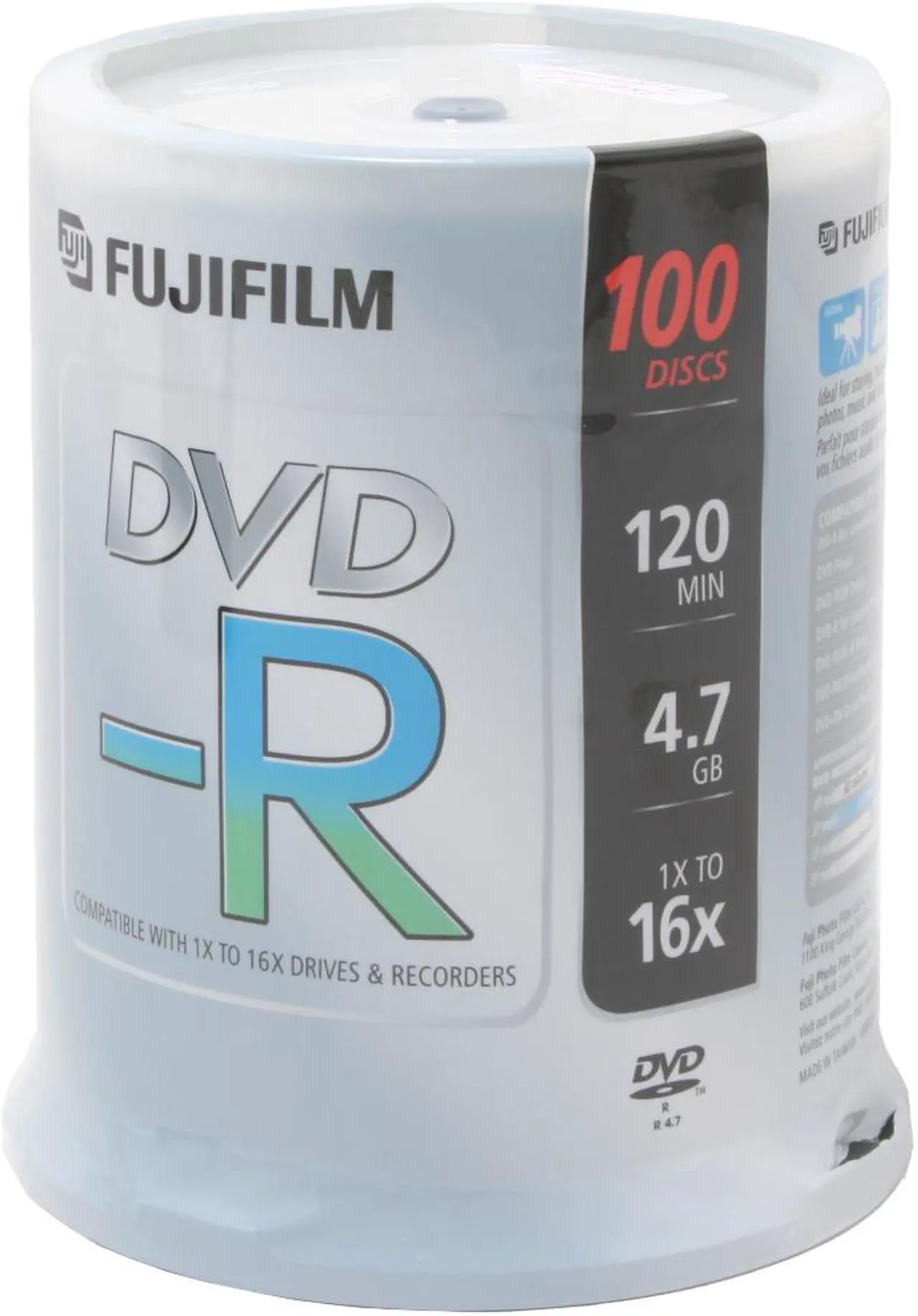 FUJIFILM 4.7GB 16X DVD-R 100 Packs Disc Model 25303101 - Newegg.com