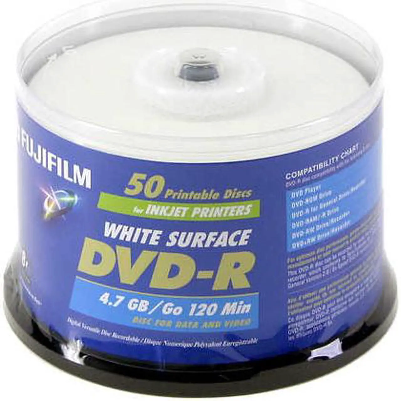 FUJIFILM 4.7GB 8X DVD-R Printable 50 Packs Disc Model 25302482 - Newegg.com