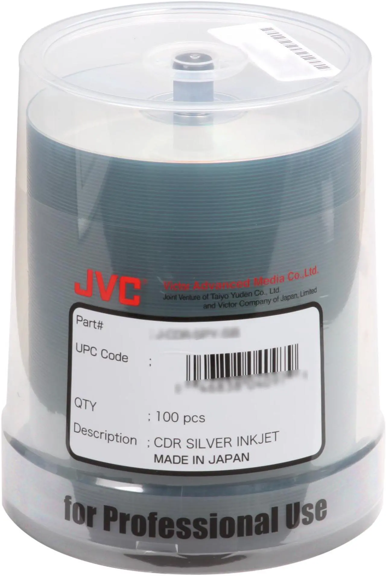 JVC 700MB 52X CD-R Silver Inket Printable 100 Packs Disc Model JCDR-SPY ...