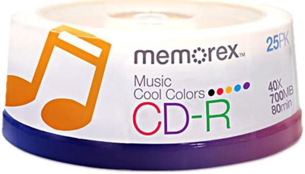 memorex 700MB 40X CD-R 25 Packs Music-Cool Colors Media Model 02510 ...