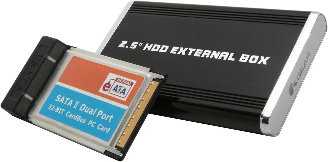 OKGEAR OK2168 dual eSATA ports PCMCIA CARD W/ external enclosure ...