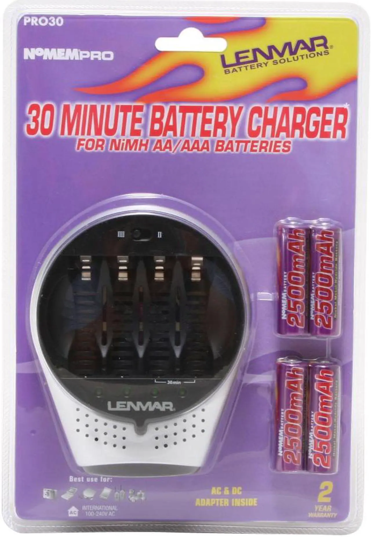 LENMAR PRO30 Rechargeable Batteries & Charger Kit - Newegg.com