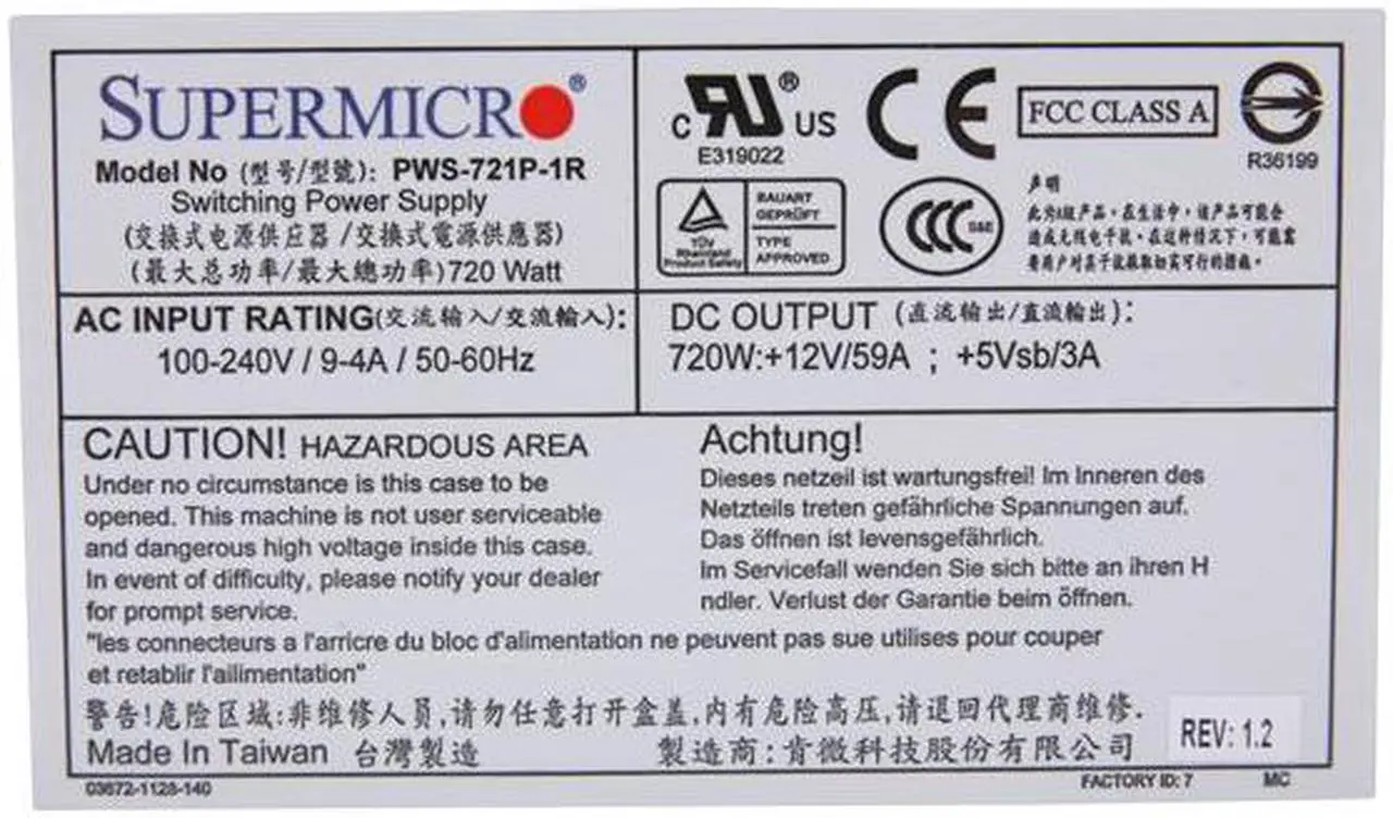 SuperMicro PWS-721P-1R Server Power Supply - Newegg.com