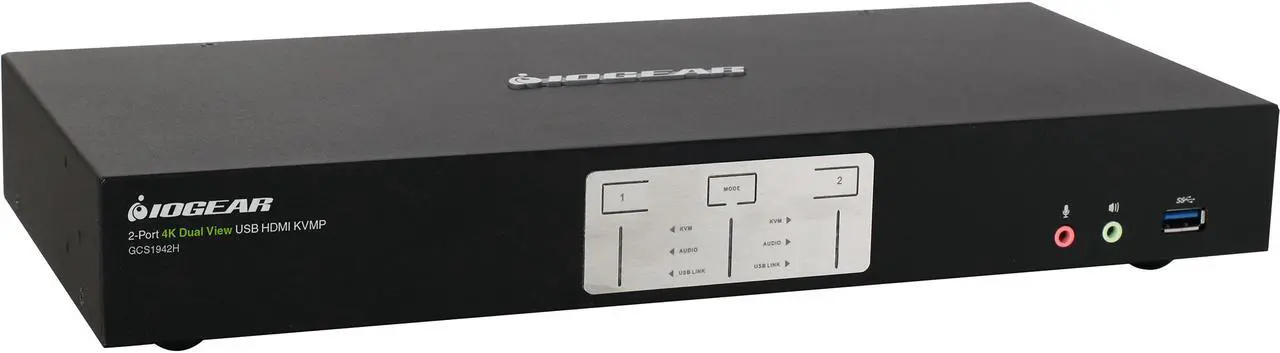 IOGEAR 2-Port 4K Dual View KVMP Switch with HDMI Connection, USB 3.0 ...