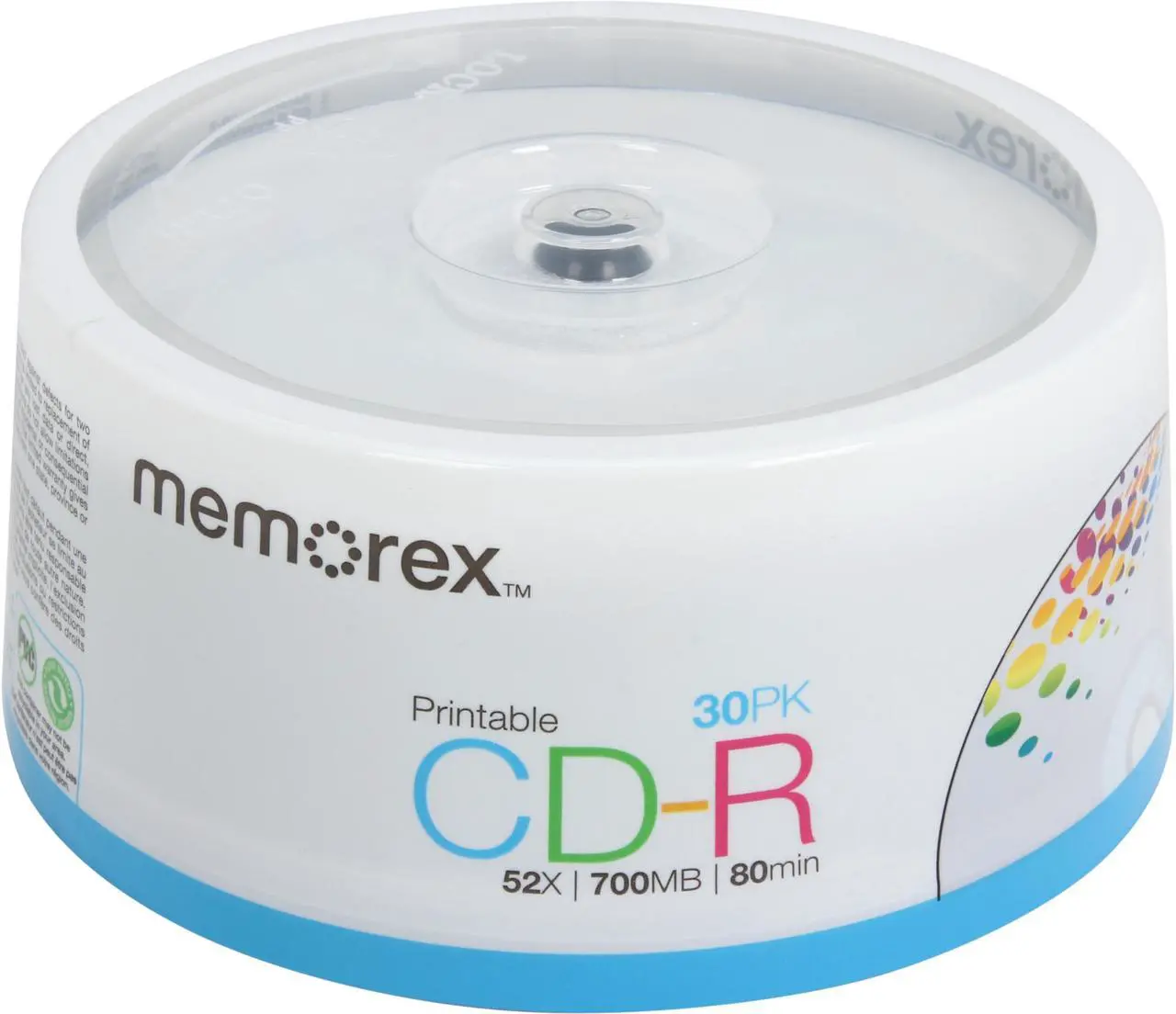 memorex 700MB CD-R InkJet Printable Surface 30 Packs Disc Model 04725 ...