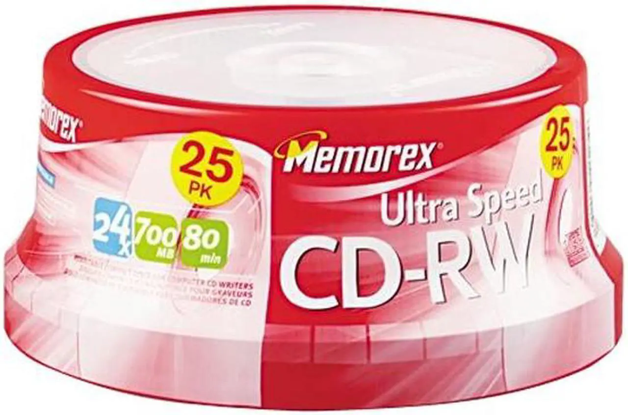 memorex 03429 700MB 24X CD-RW Ultra Speed 25 Packs Spindle Disc ...