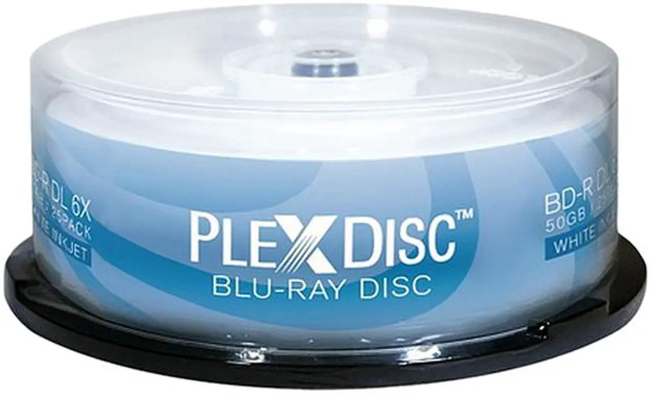 PlexDisc 50GB 6X BD-R DL White Inkjet Hub Printable 25 Packs Disc Model ...