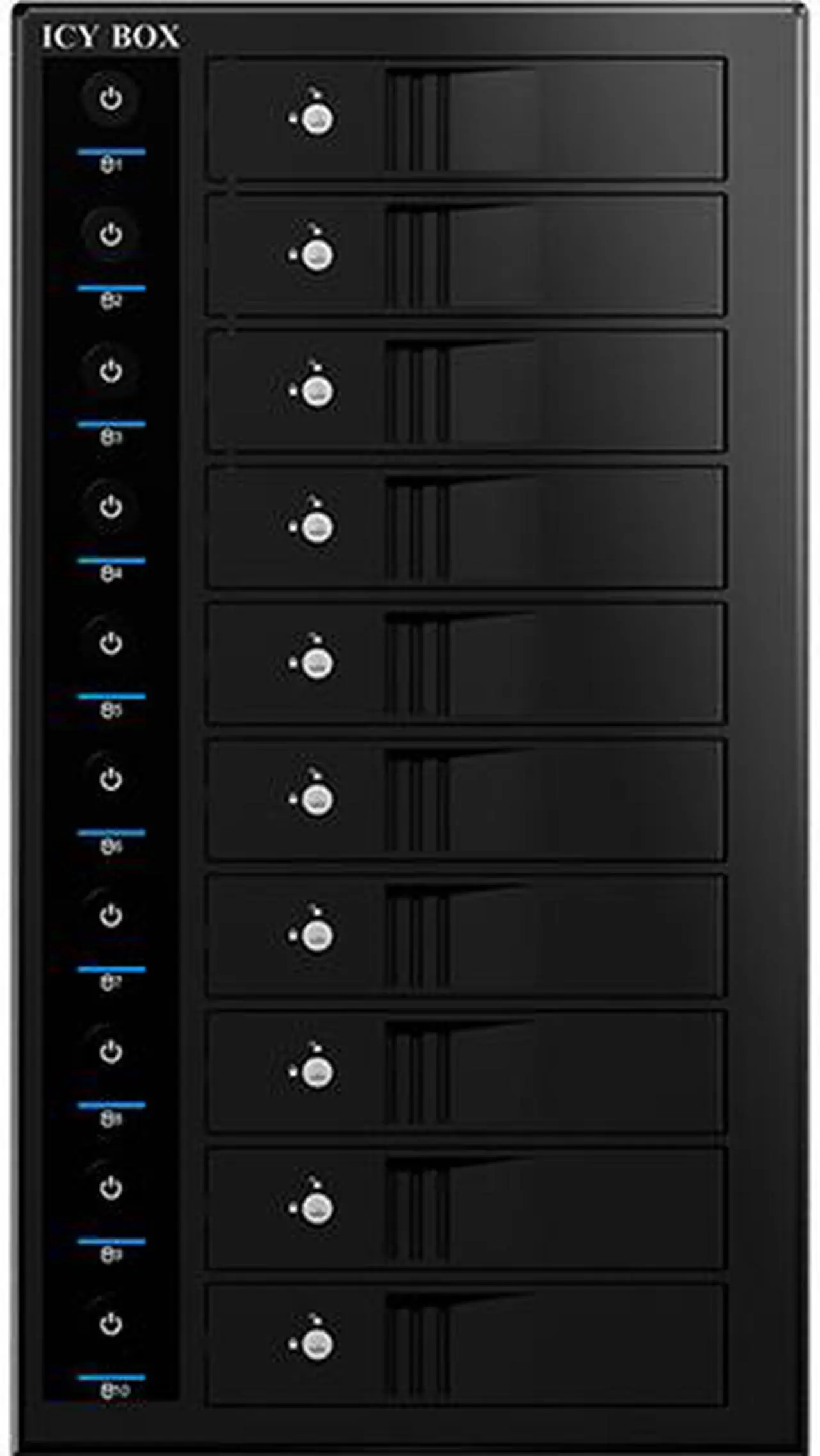 Open Box: ICY BOX HDDICY3810U3 Black 10-Bay External SINGLE System for 10x SATA 3.5" I/II/III ...