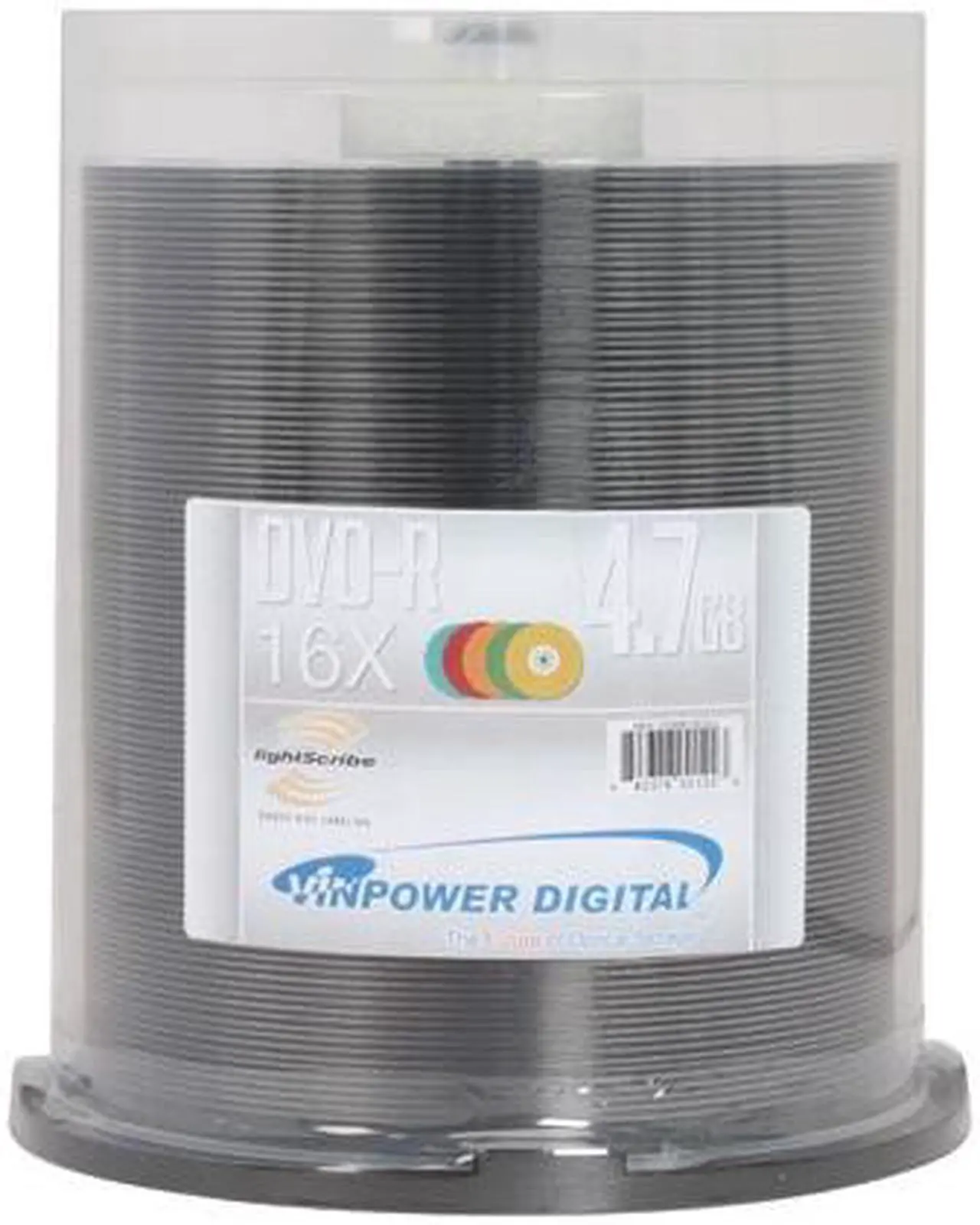 Vinpower Digital 4.7GB 16X DVD-R Color LightScribe 100 Packs Disc Model ...