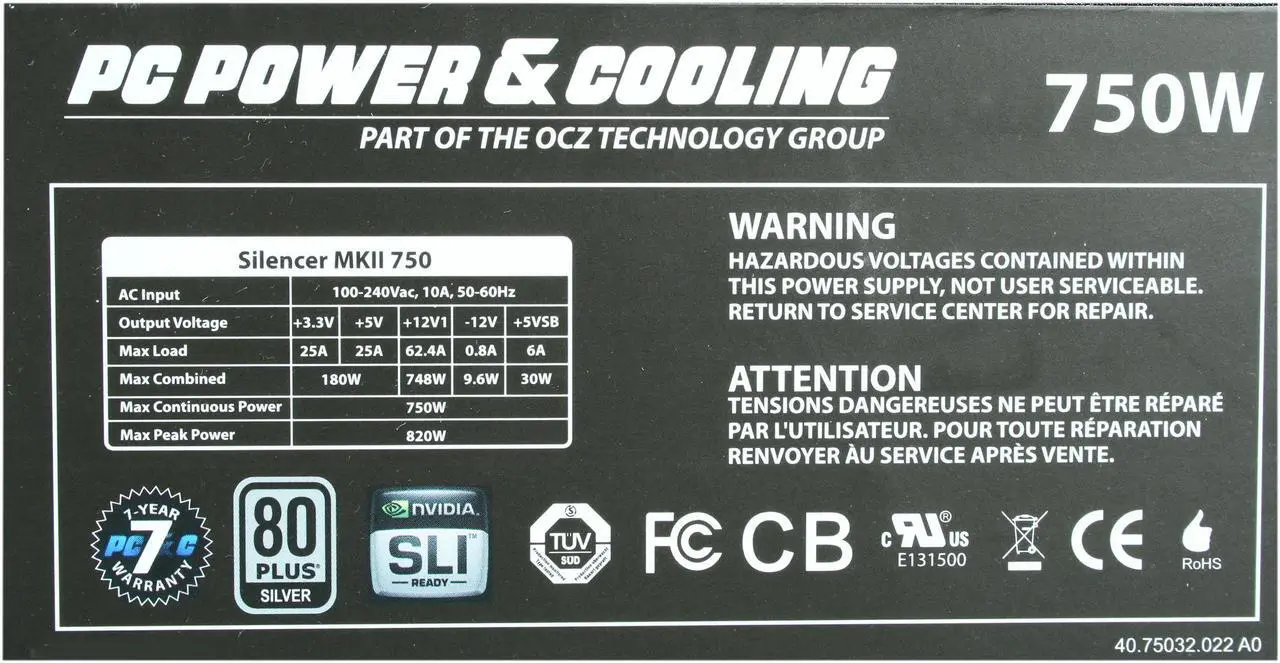 PC Power and Cooling Silencer Mk II 750W Power Supply - Newegg.com
