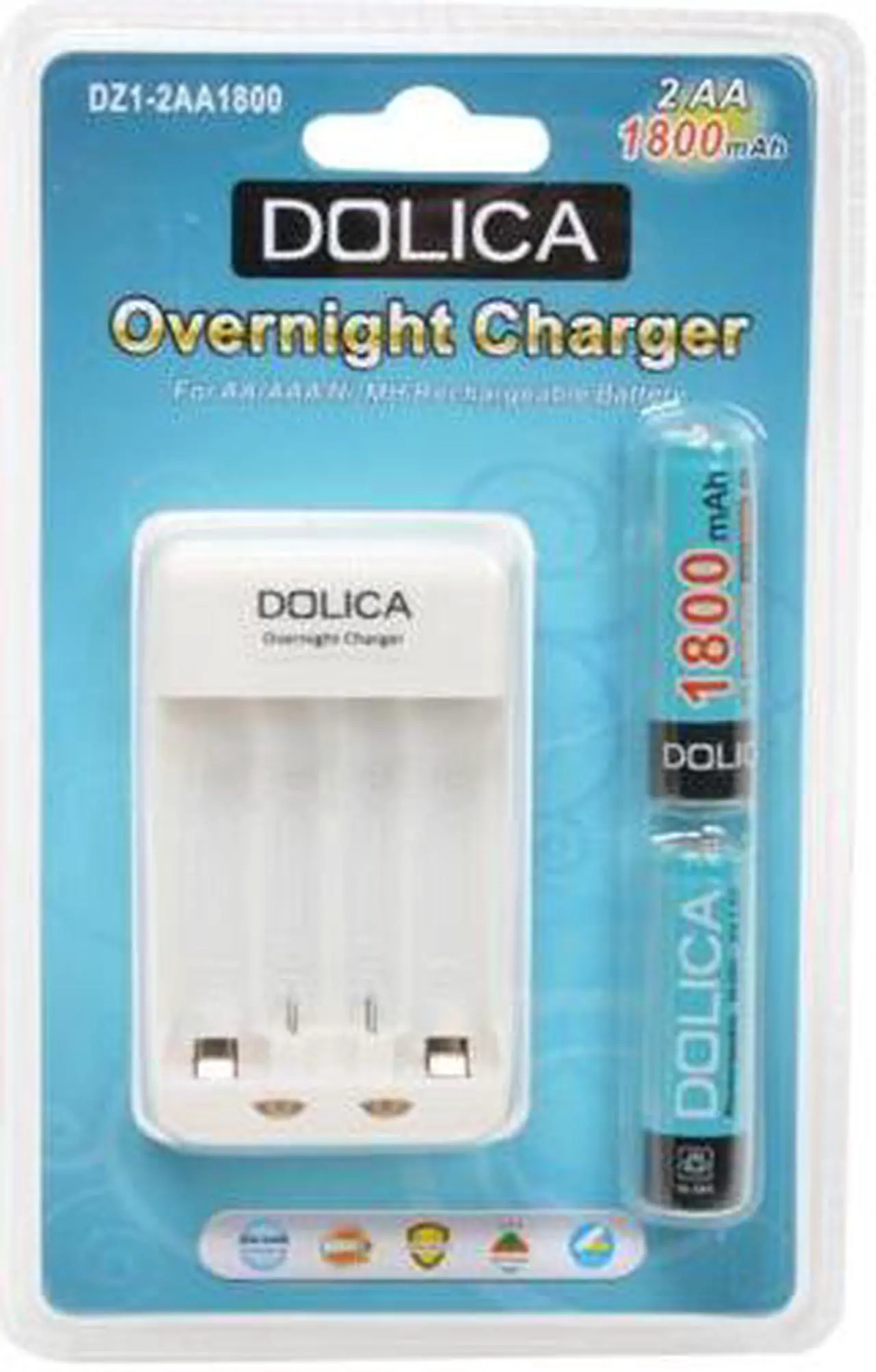 Dolica DZ1-2AA1800 2-Pack Ni-MH Rechargeable Batteries & Charger Kit ...