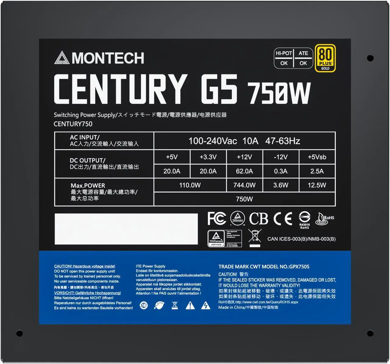 Open Box: Montech CENTURY G5, 750 Watt, ATX 3.0 & PCIe Gen 5 Compliant ...