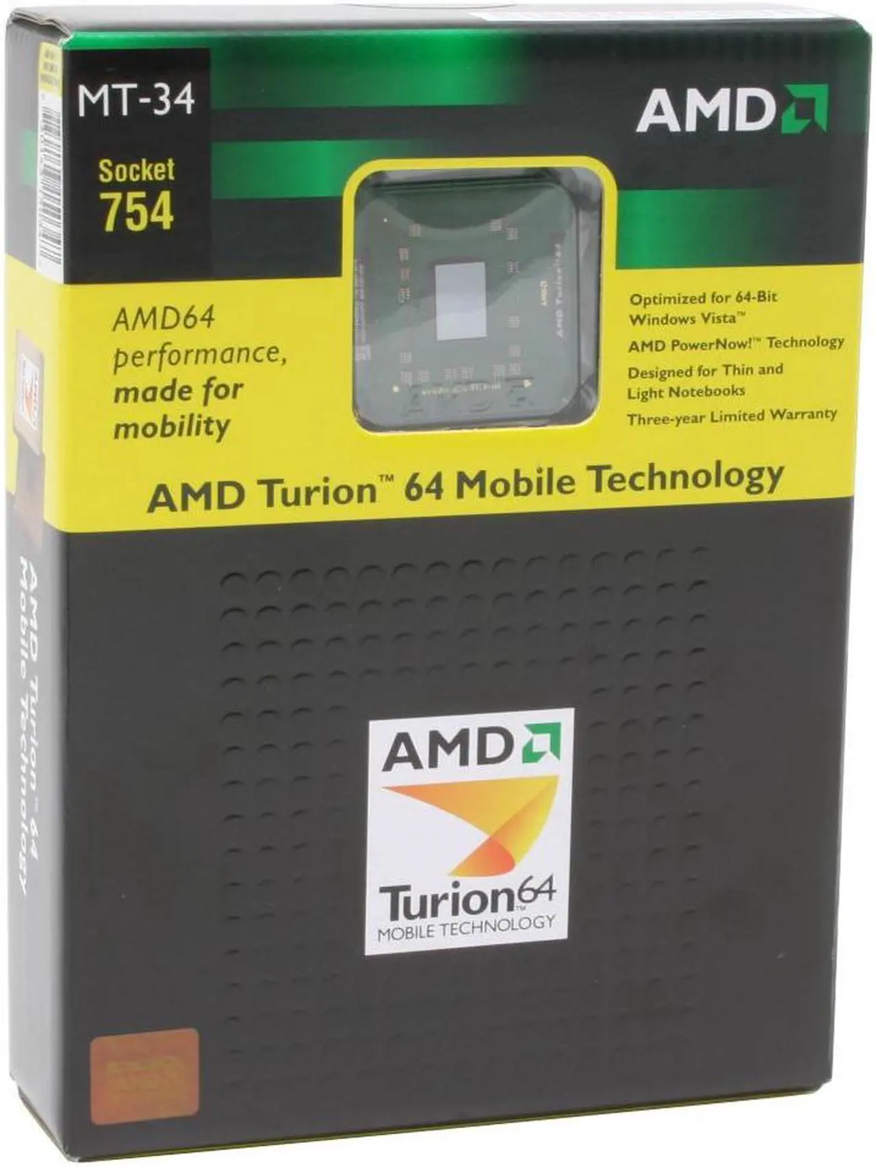 AMD Turion 64 MT34 1.8 GHz Socket 754 TMSMT34LDWOF Processor - Newegg.com