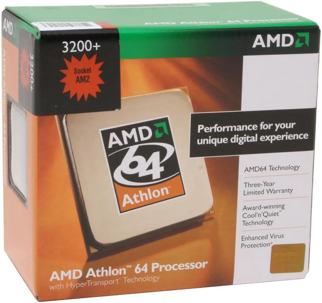 AMD Athlon 64 3200+ - Athlon 64 Orleans Single-Core 2.0 GHz Socket AM2 59W Processor ...