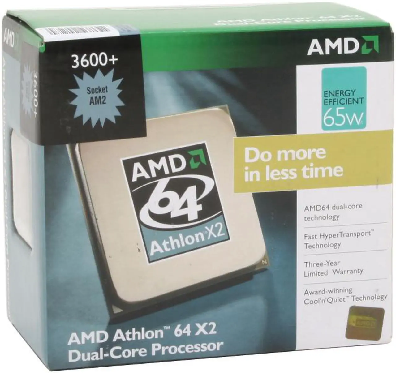 AMD Athlon 64 X2 3600+ - Athlon 64 X2 Brisbane Dual-Core 1.9 GHz Socket AM2 65W Processor ...