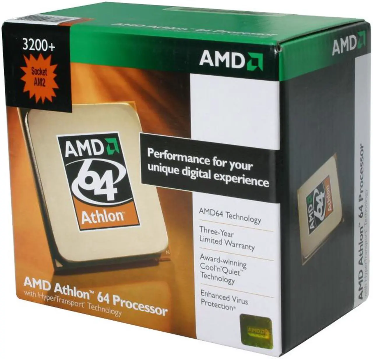 AMD Athlon 64 3200+ - Athlon 64 Orleans Single-Core 2.0 GHz Socket AM2 Processor - ADA3200CNBOX ...